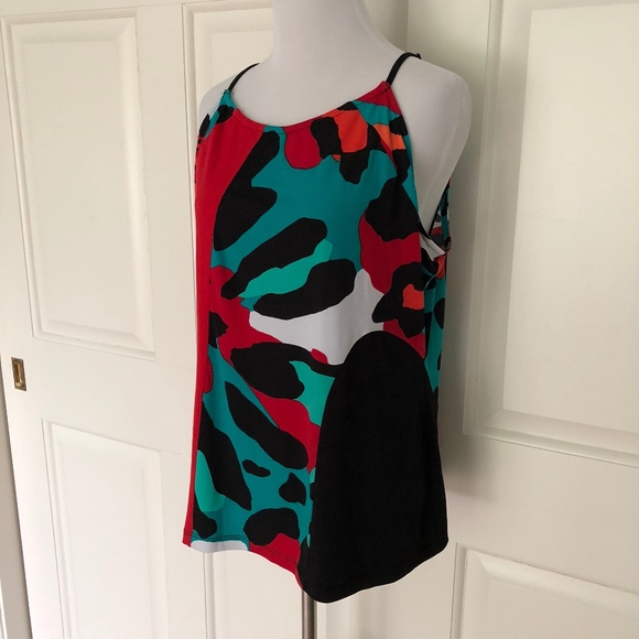 Worthington | Tops | Cami Blouse Color Block Bold Mod Floral | Poshmark